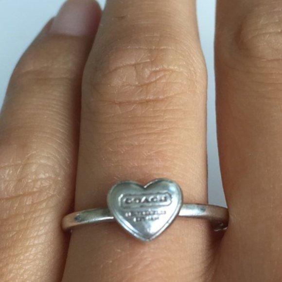 Coach | Jewelry | Coach Sterling Silver Heart Ring Size 5 | Poshmark